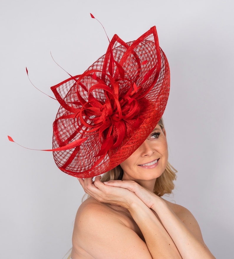 Red Kentucky Derby Hat. Red Hat. Couture Hat. Custom Hat. Derby Hat ...