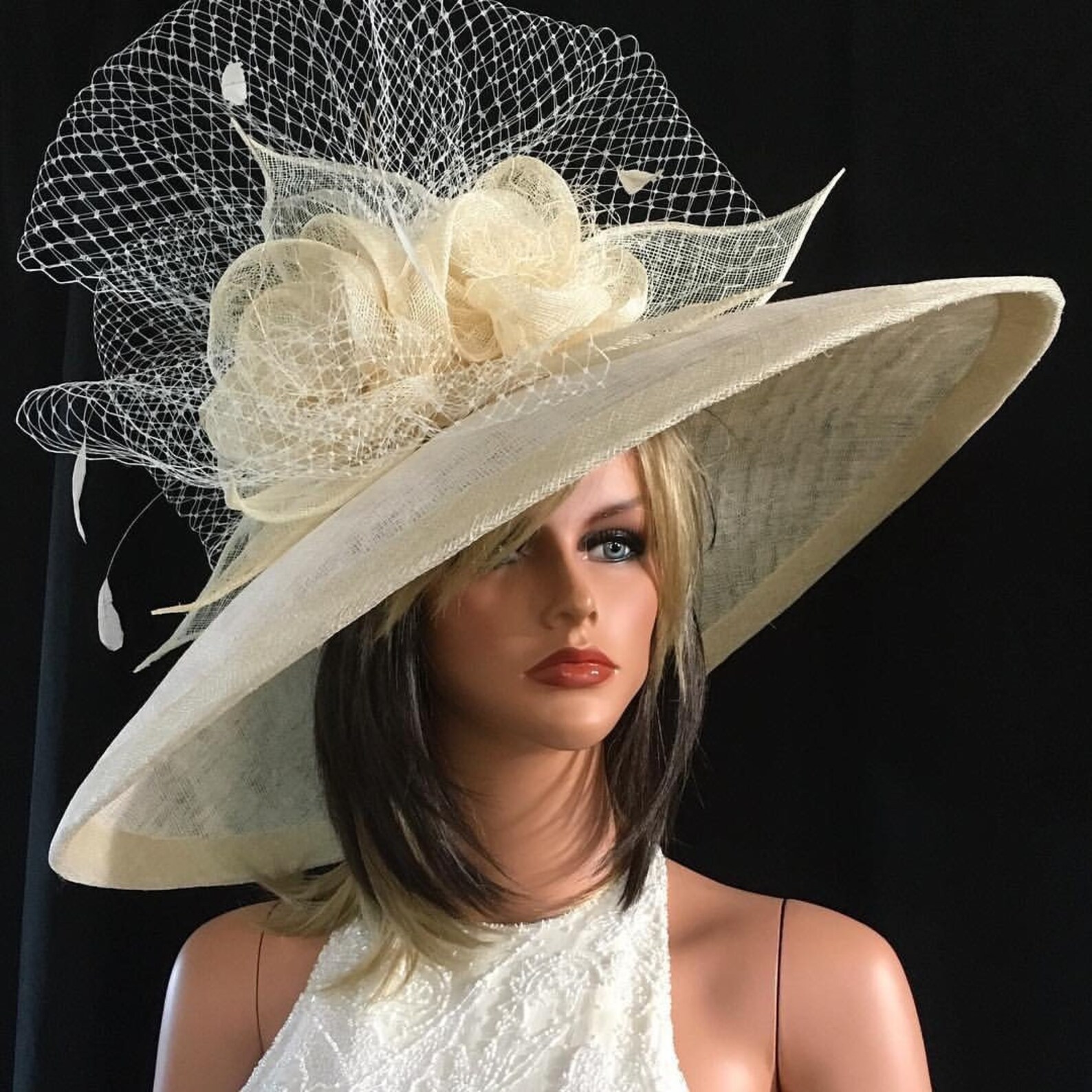 2017 Collection, Designer Hat.kentucky Derby Hat, Ivory Hat, Royal ...