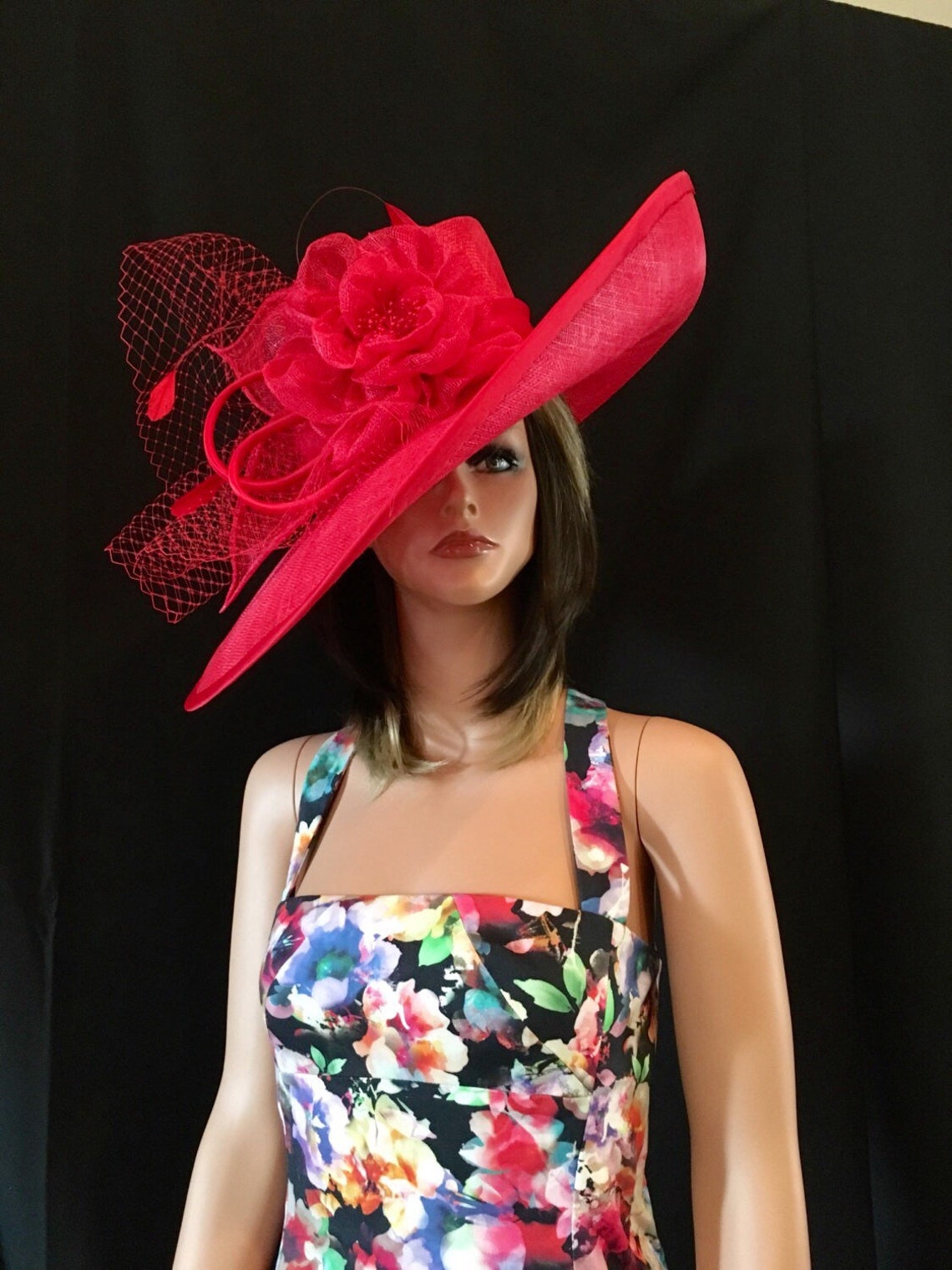Red Wide Brim Hat, 2017 Collection! Fashion Hat, Kentucky Derby Hat ...