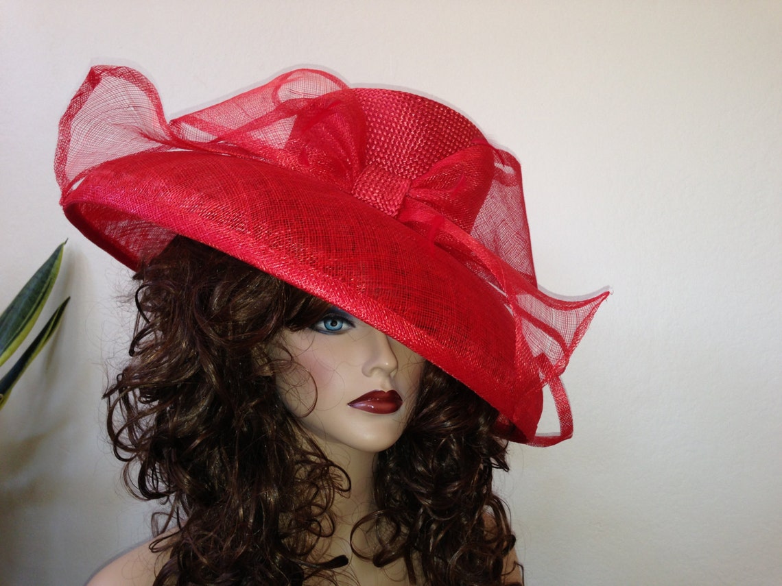 Kentucky Derby Hat Formal Hat.red Hat Couture Hat for Del - Etsy
