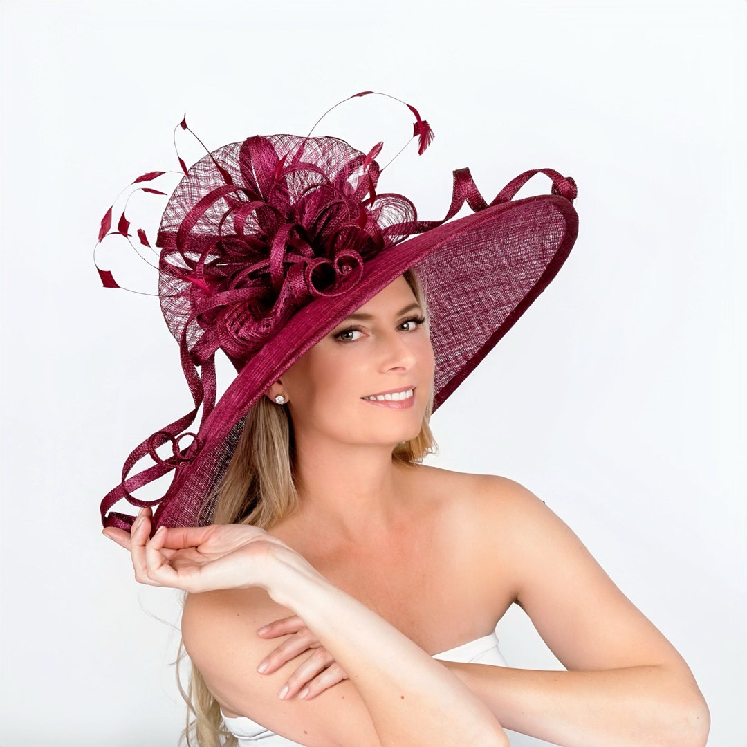 Kentucky Derby Hat. Burgundy Hat. Red Hat. Custom Hat. Royal Ascot Hat ...