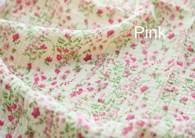 Wild Flowers Crinkle Double Gauze Fabric, Muslin Gauze, Flowers Cotton ...