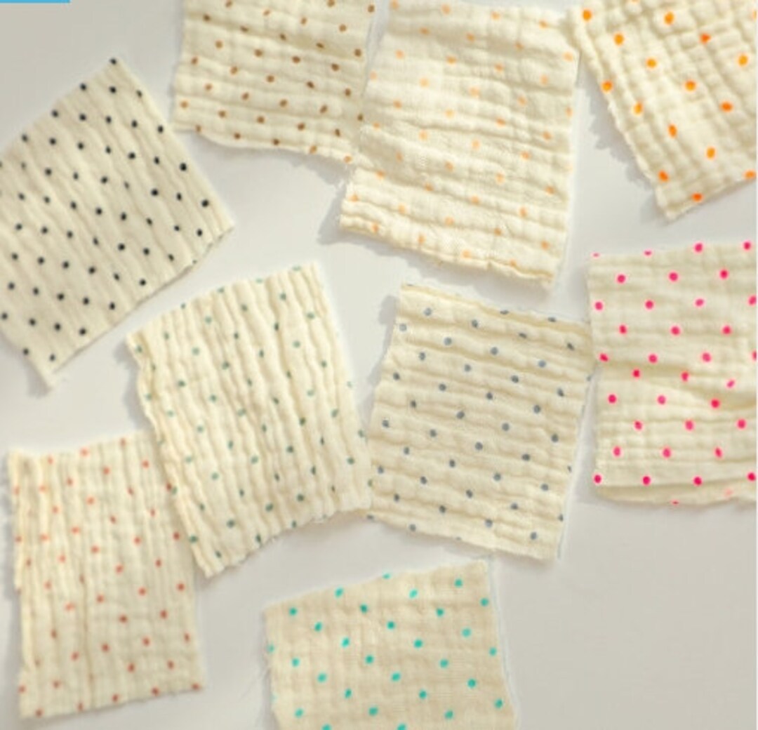 2 Mm Polka Dots Wrinkled Cotton Double Gauze Fabric, Mini Dots Soft ...