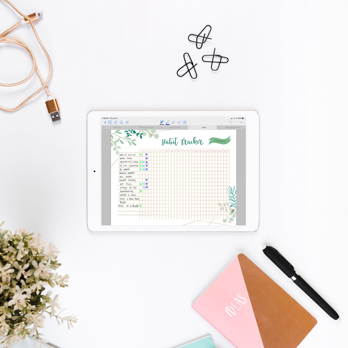 Leaves Printable Habit Tracker Letter Bullet Journal - Etsy