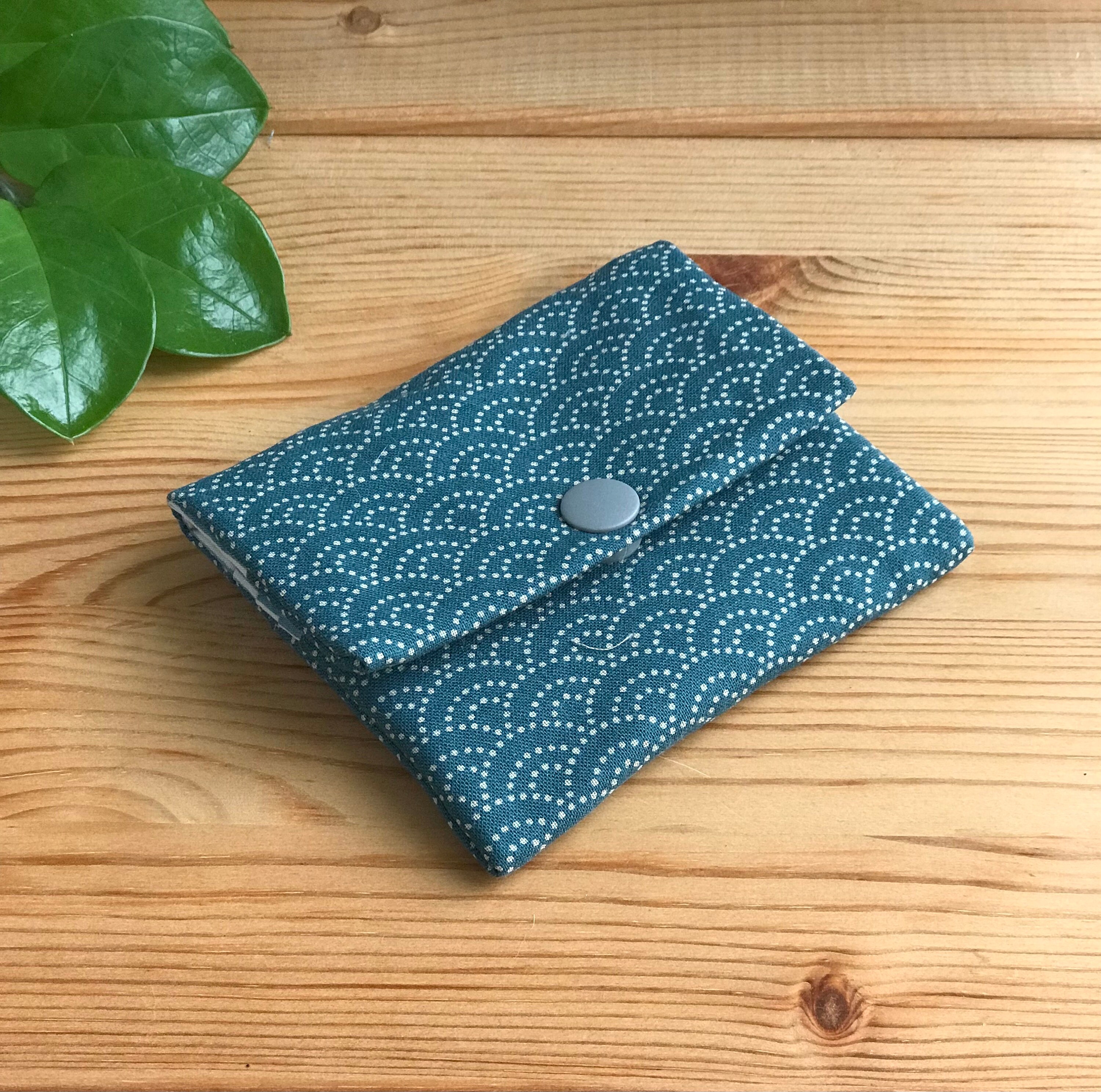 Japanese Fabric / Wave Print / Fabric Wallet / Pocket Wallet / Card ...