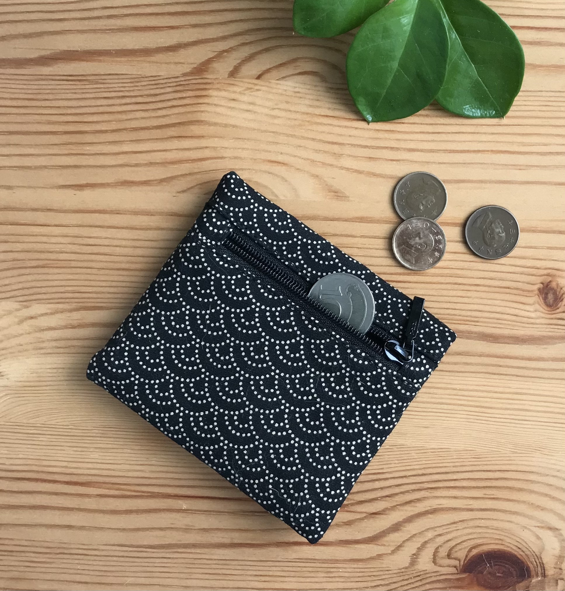 Japanese Fabric / Wave Print / Fabric Wallet / Pocket Wallet / Card ...