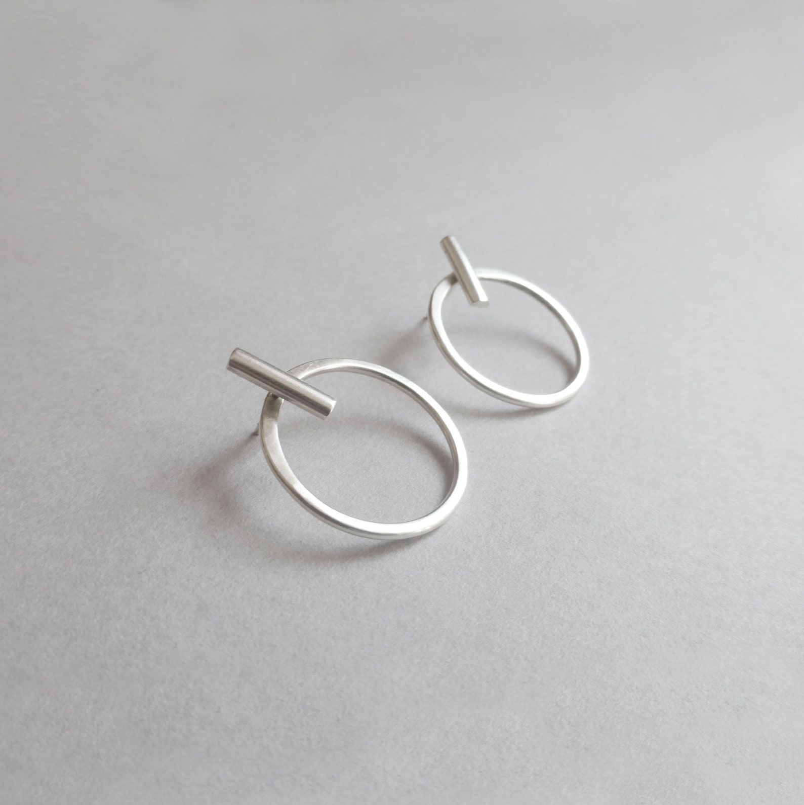 Ear Jacket Open Circle and Bar Front Back Earrings Sterling - Etsy