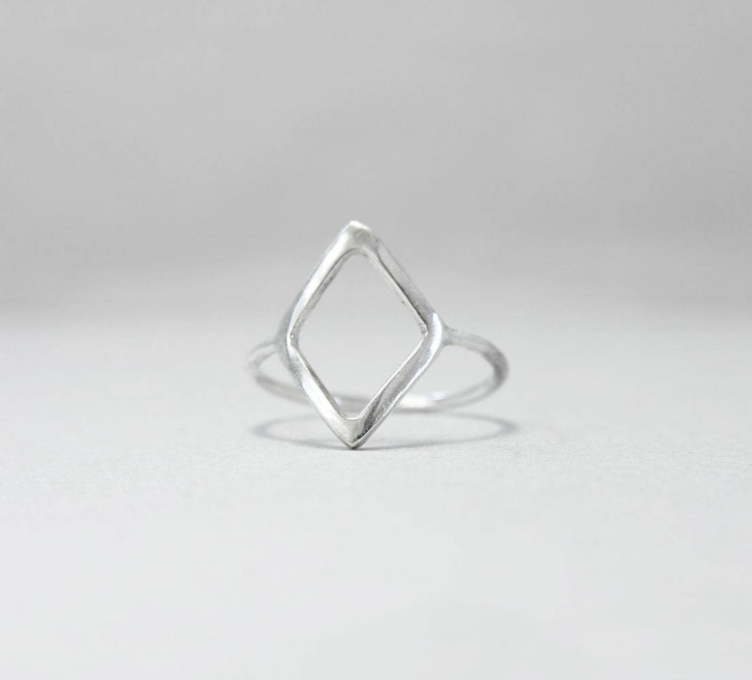 Rhombus Ring, Hollow, Sterling Silver, Minimalist, Geometrical, Modern ...