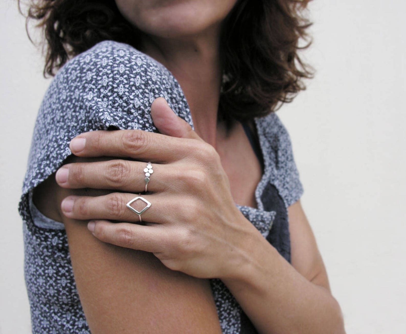 Rhombus Ring Hollow Sterling Silver Minimalist - Etsy