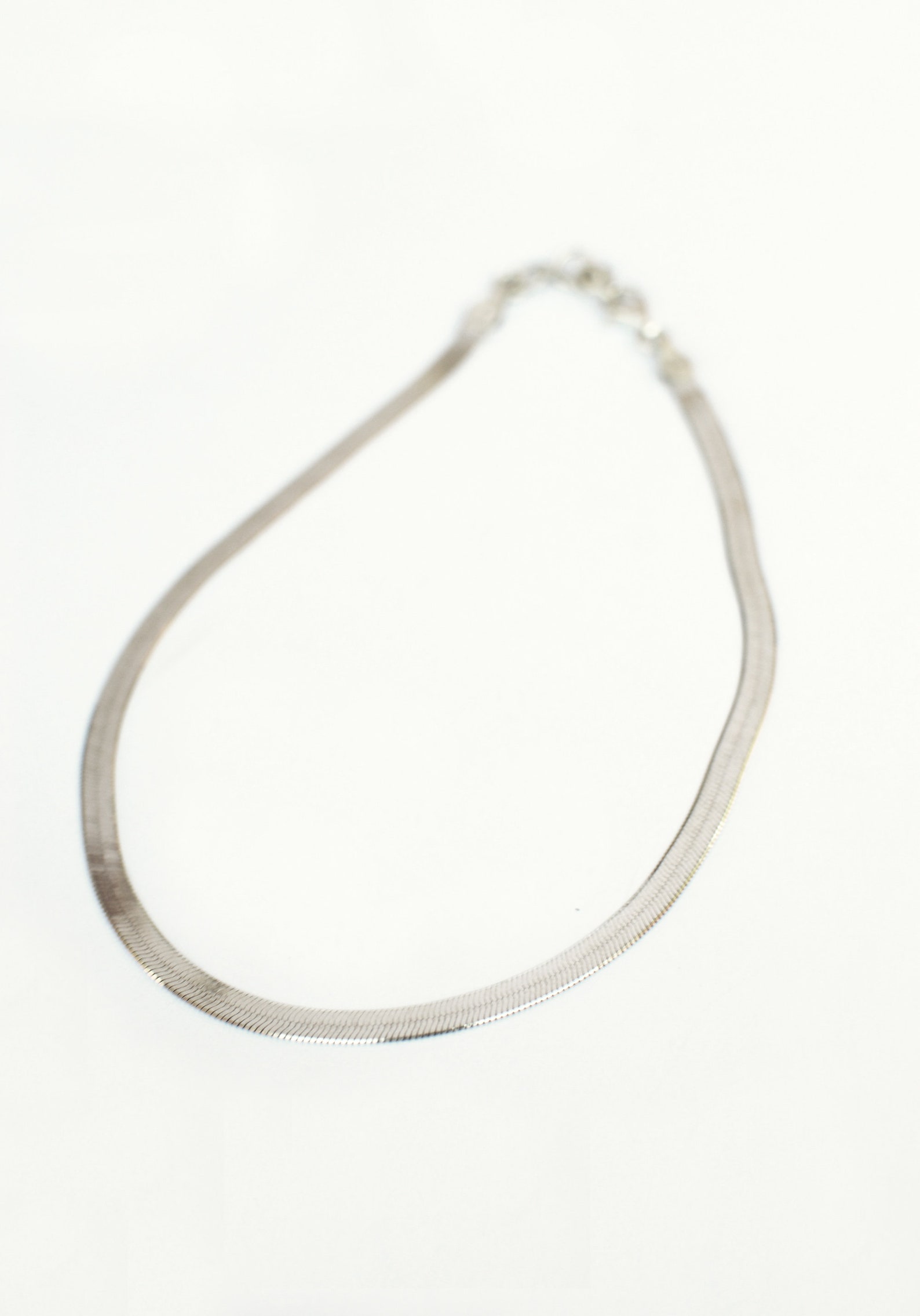 Flat Snake Chain Anklet, Sterling Silver Herringbone Ankle Bracelet ...