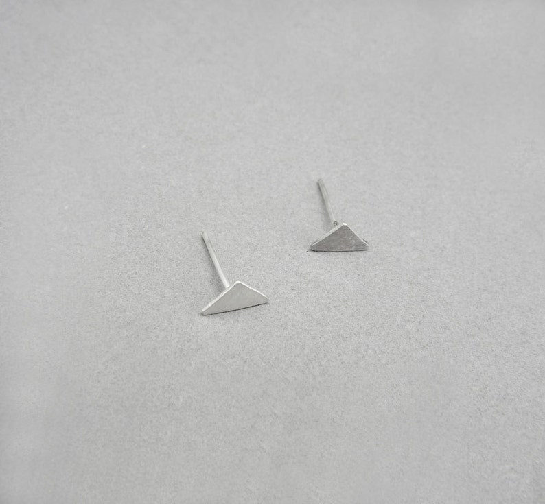 Tiny Triangle Post Earrings Silver Triangle Earring Studs - Etsy