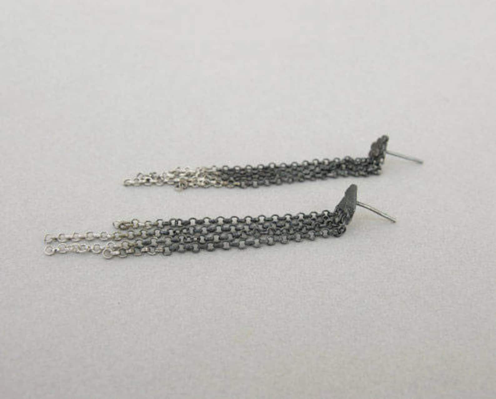 Chain waterfall earrings long tassel chain earrings dangling | Etsy