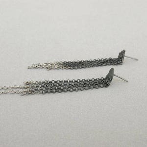 Chain Waterfall Earrings, Long Tassel Chain Earrings, Dangling Oxidised ...