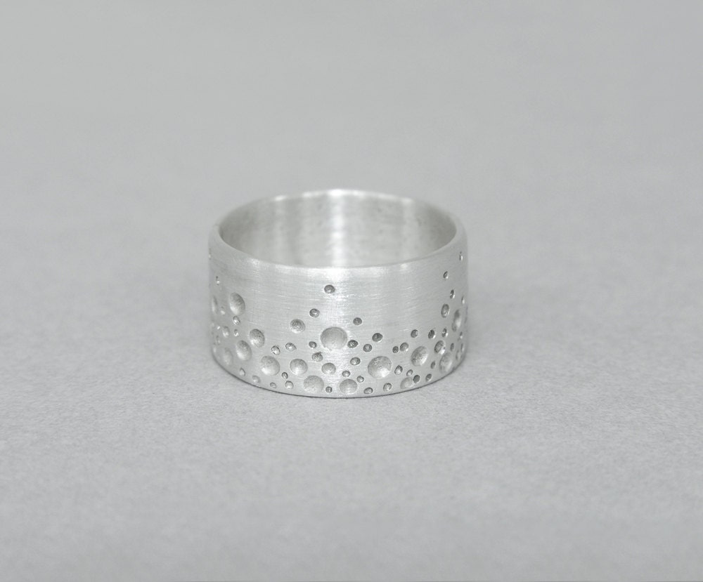 Bubble Wide Band Ring Sterling Silver Dots Unisex Men Ring - Etsy