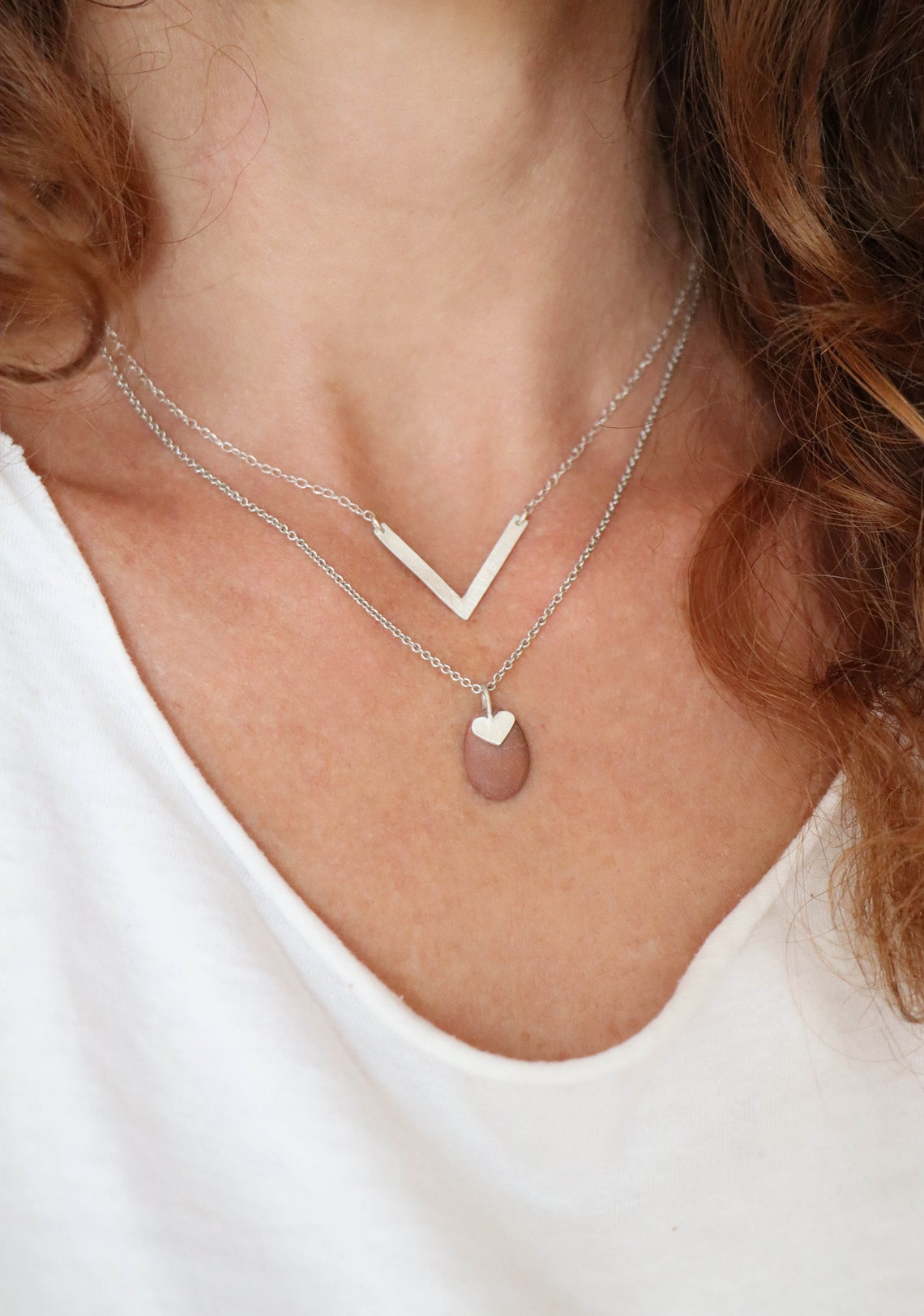 V Necklace 925 Dainty Chevron Geometrical Necklace Sterling - Etsy