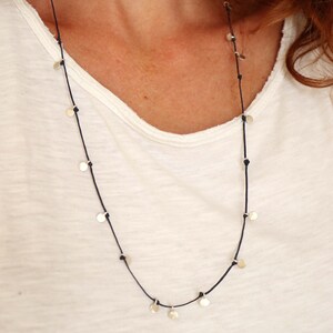 Silver Coin Necklace, Dot, Multi Disc Minimalist, Geometrical, Long ...