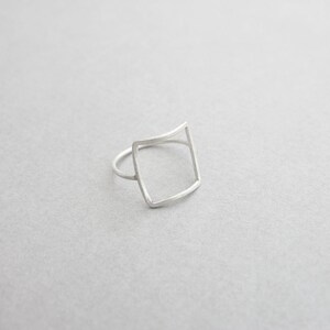 Open Square Ring Sterling Silver, Geometric Ring, Dainty Minimalist ...