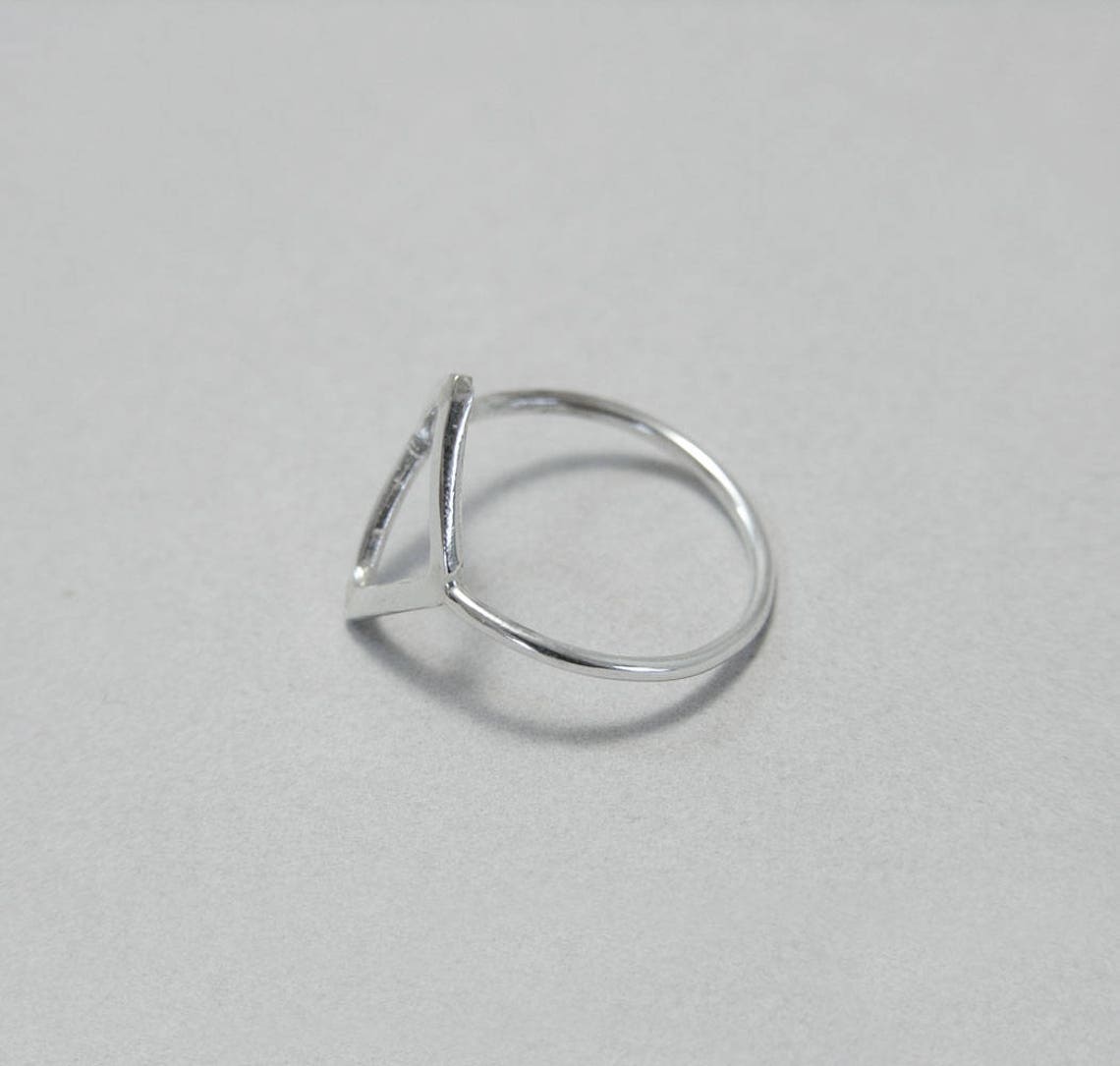 Rhombus Ring Hollow Sterling Silver Minimalist - Etsy