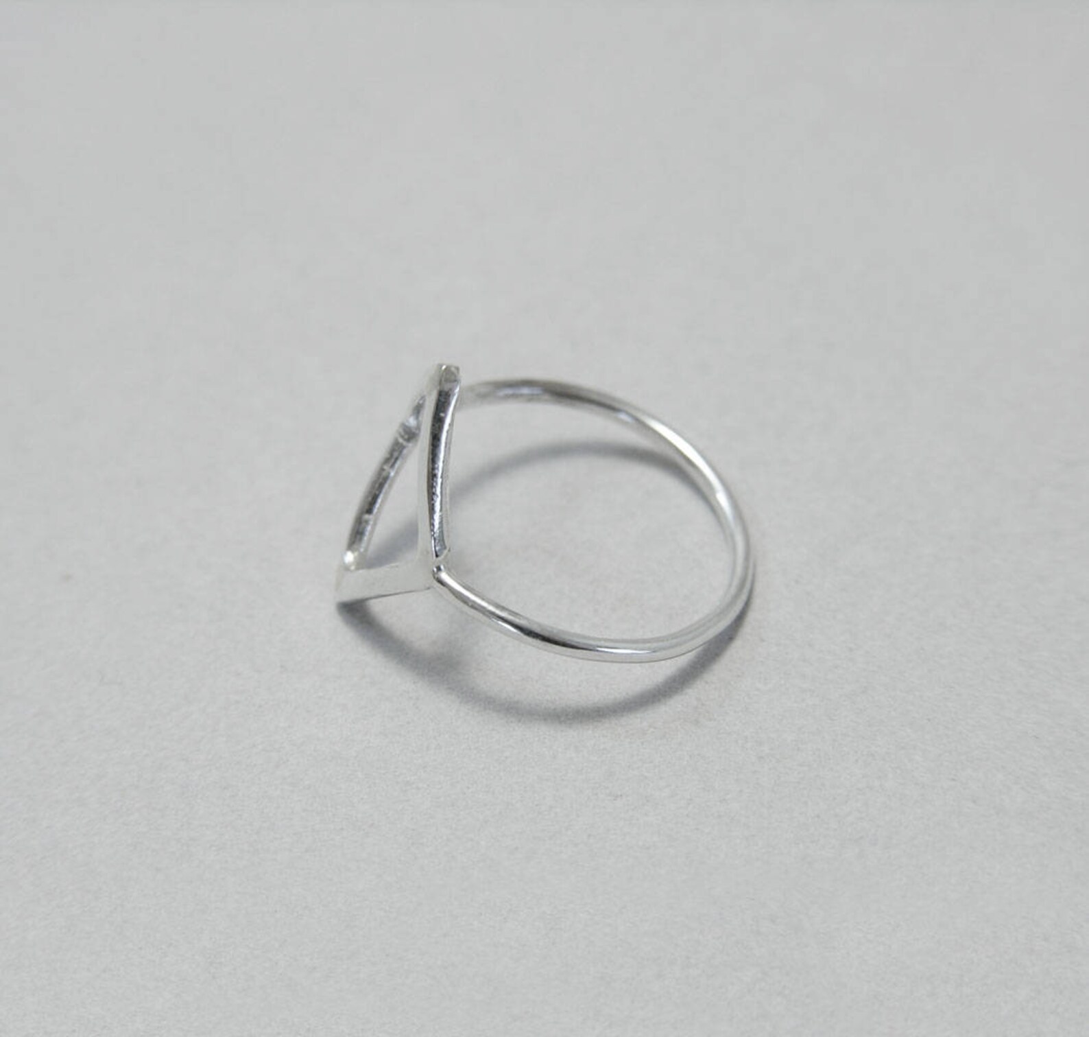 Rhombus Ring Hollow Sterling Silver Minimalist - Etsy