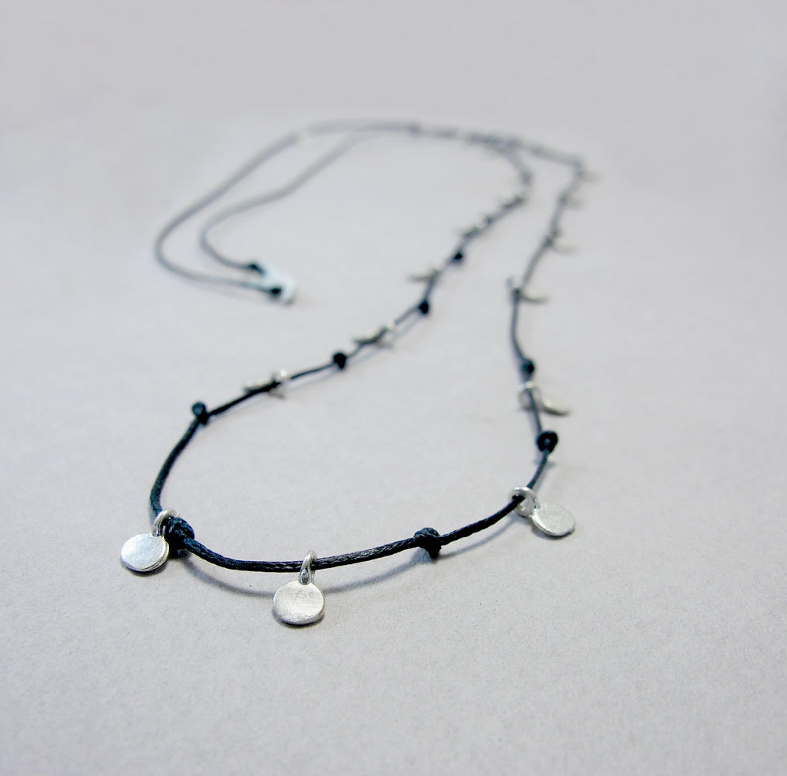 Silver Coin Necklace Dot Multi Disc Minimalist Geometrical - Etsy
