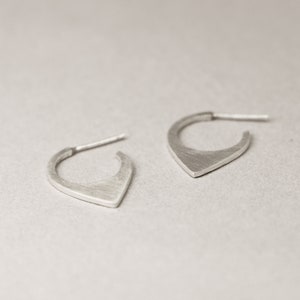 Small Hoops, Sterling Silver, Geometric, Unisex, Fin Hoops, Minimalist ...