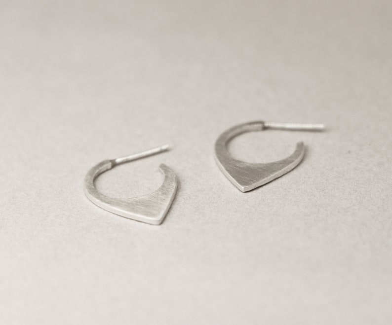 Small Hoops Sterling Silver Geometric Unisex Fin Hoops - Etsy