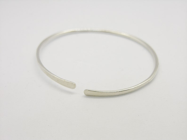 Sterling silver bangle open adjustable bracelet 12 gauge 2 | Etsy