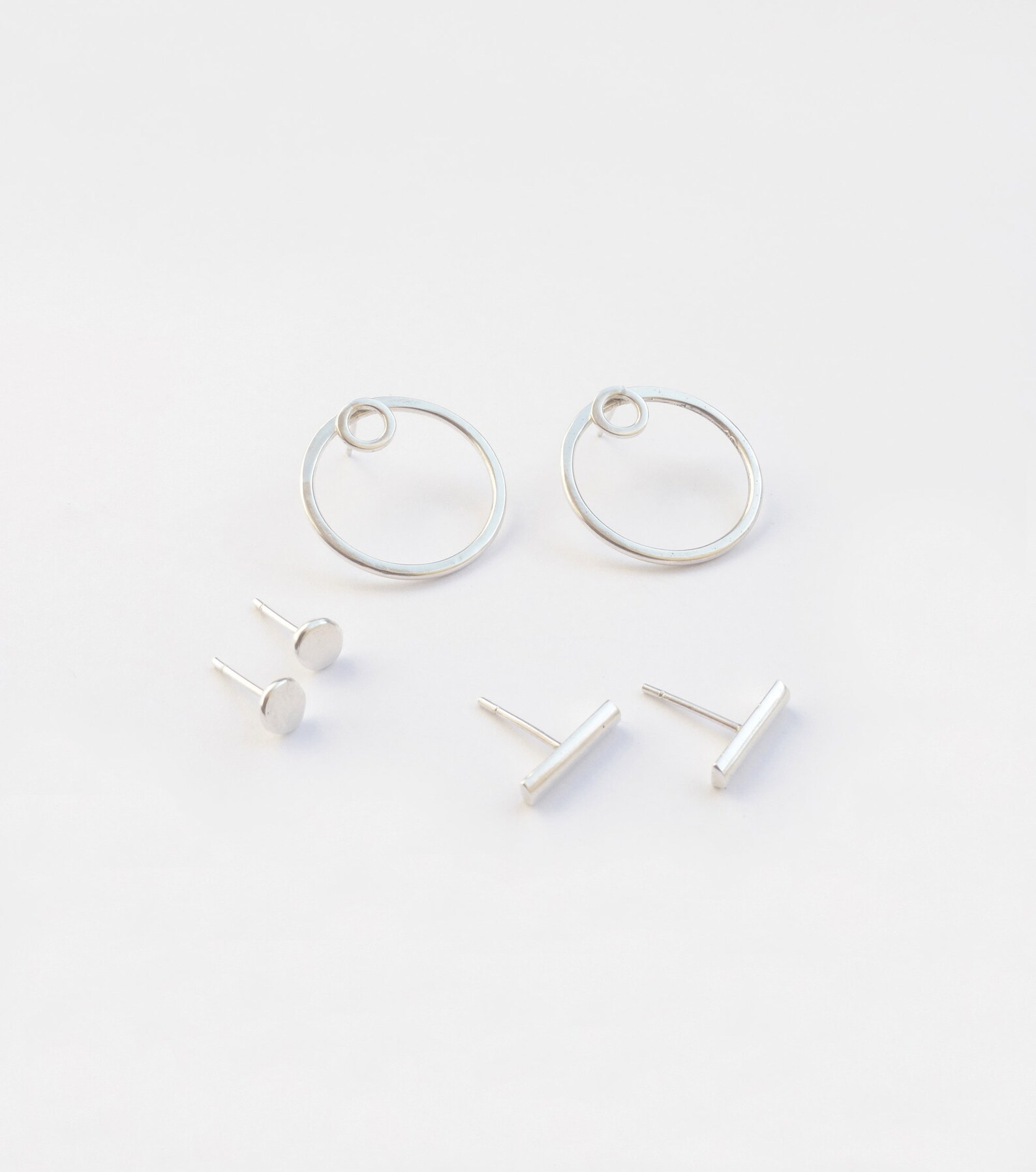 Set of Ear Jackets Sterling Silver Earrings Geometric Open - Etsy