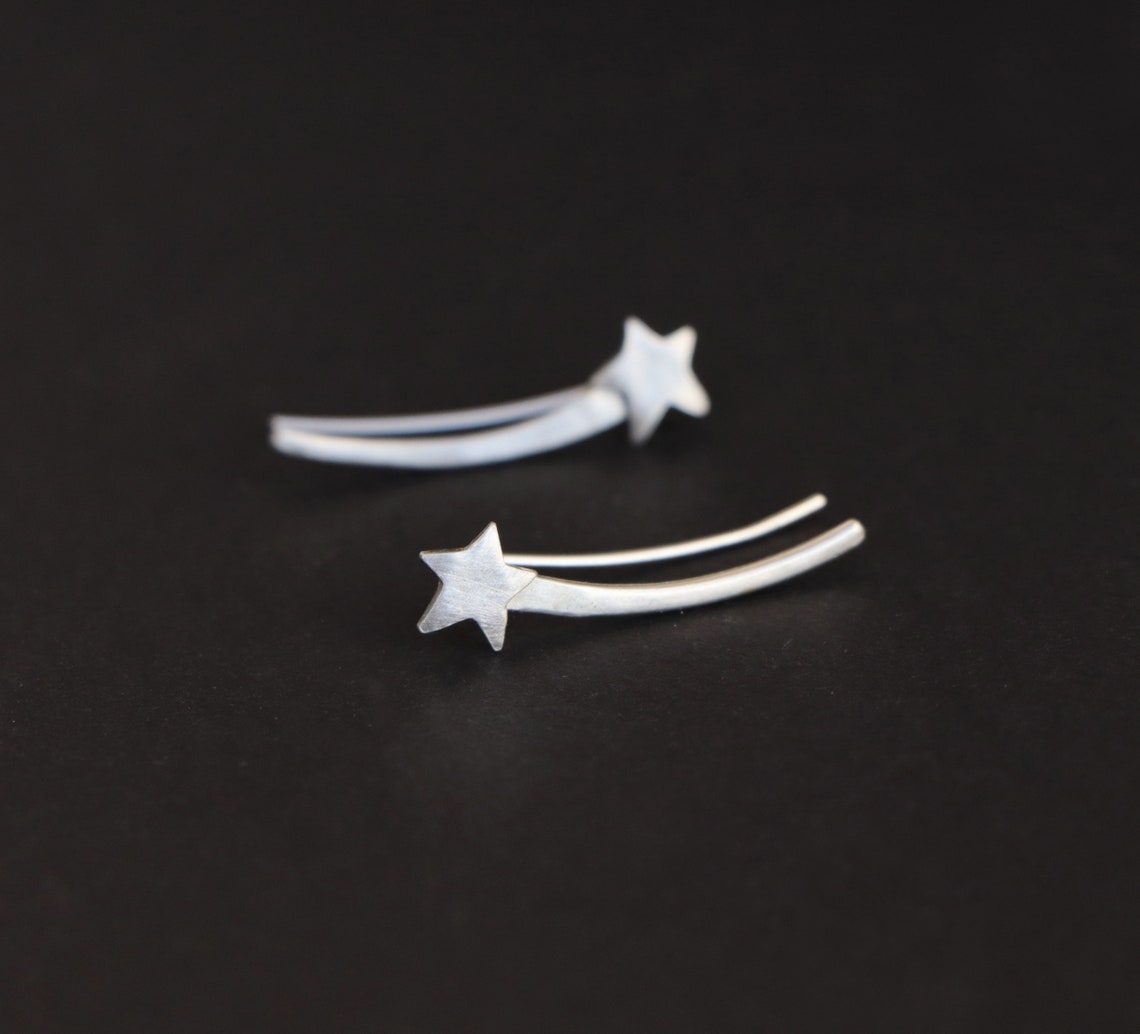 Shooting Star Climber, Sterling Silver, 925, Moon Star Earrings, Star ...