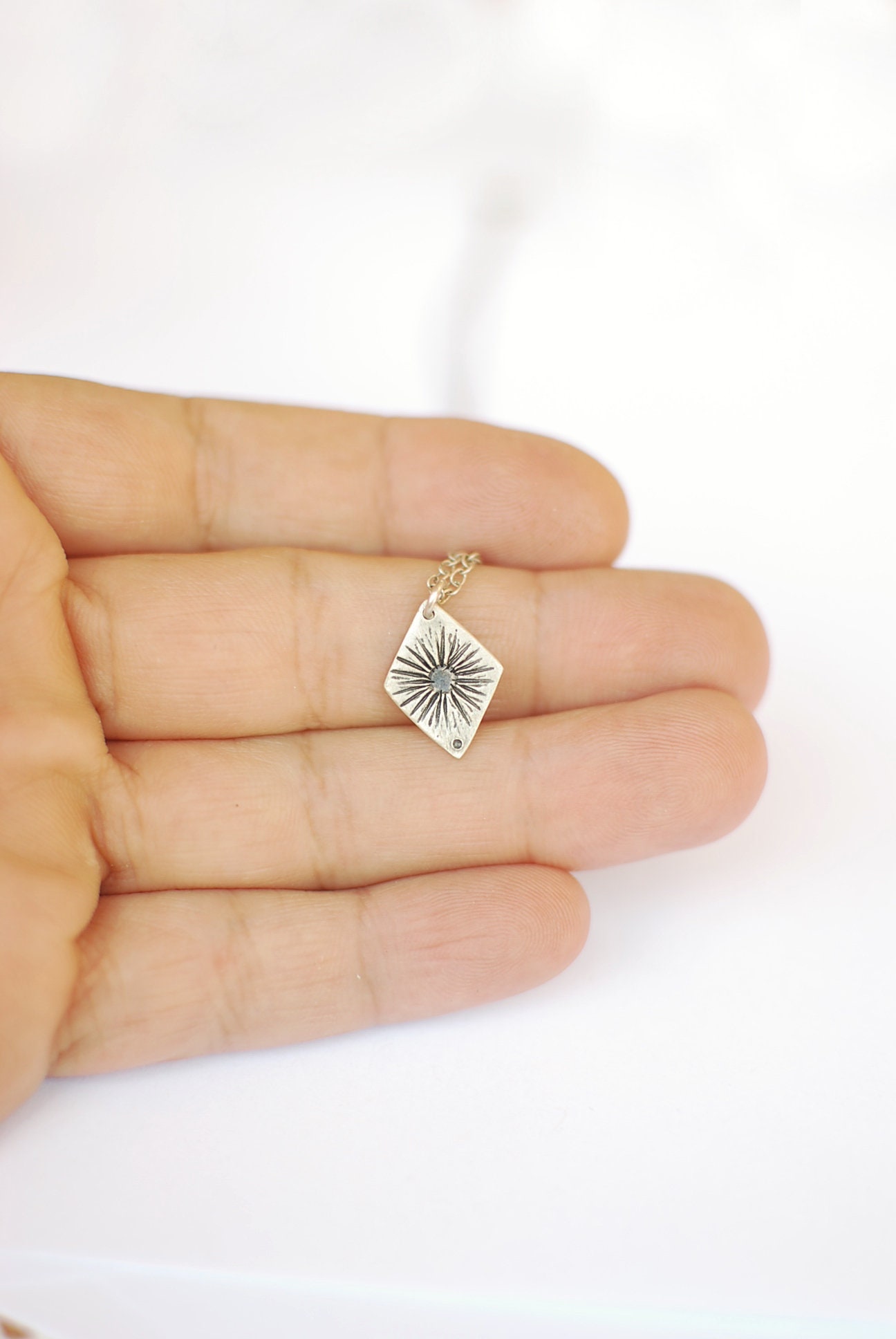 Sun Necklace Rhombus Star Charm Necklace Evil Eye Layering - Etsy UK