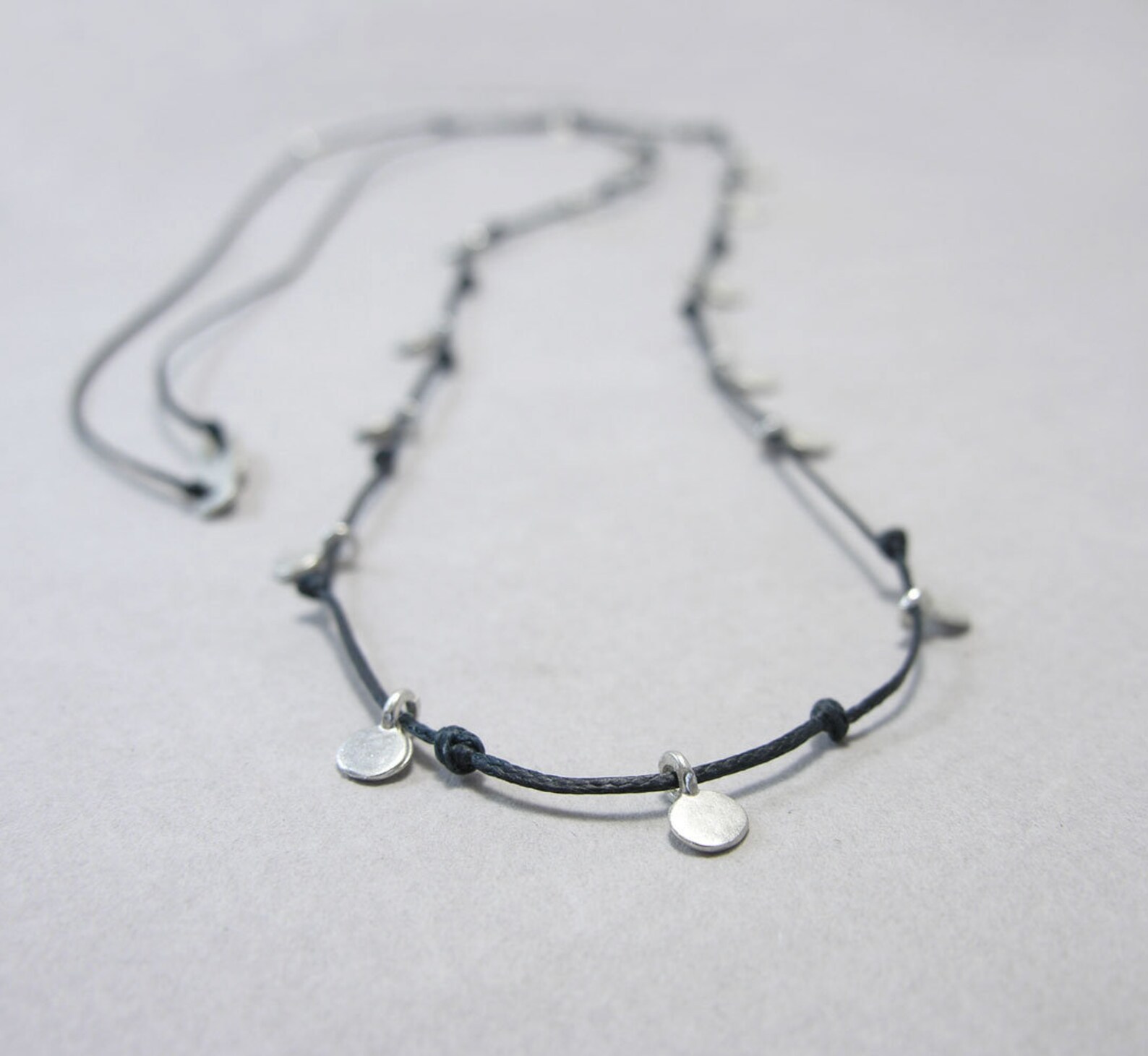 Silver Coin Necklace Dot Multi Disc Minimalist Geometrical - Etsy