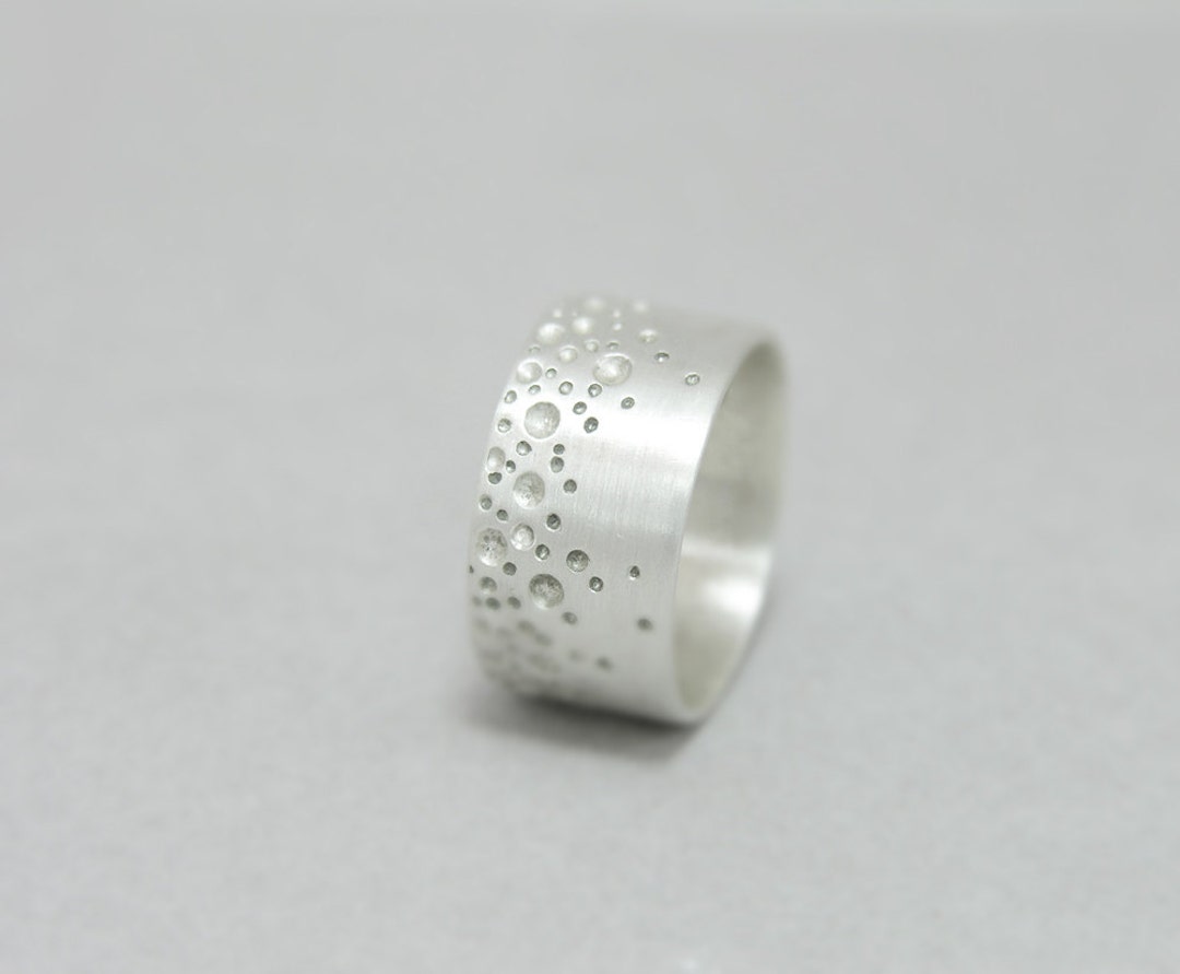 Bubble Wide Band Ring Sterling Silver, Dots, Unisex, Men Ring, Sterling ...
