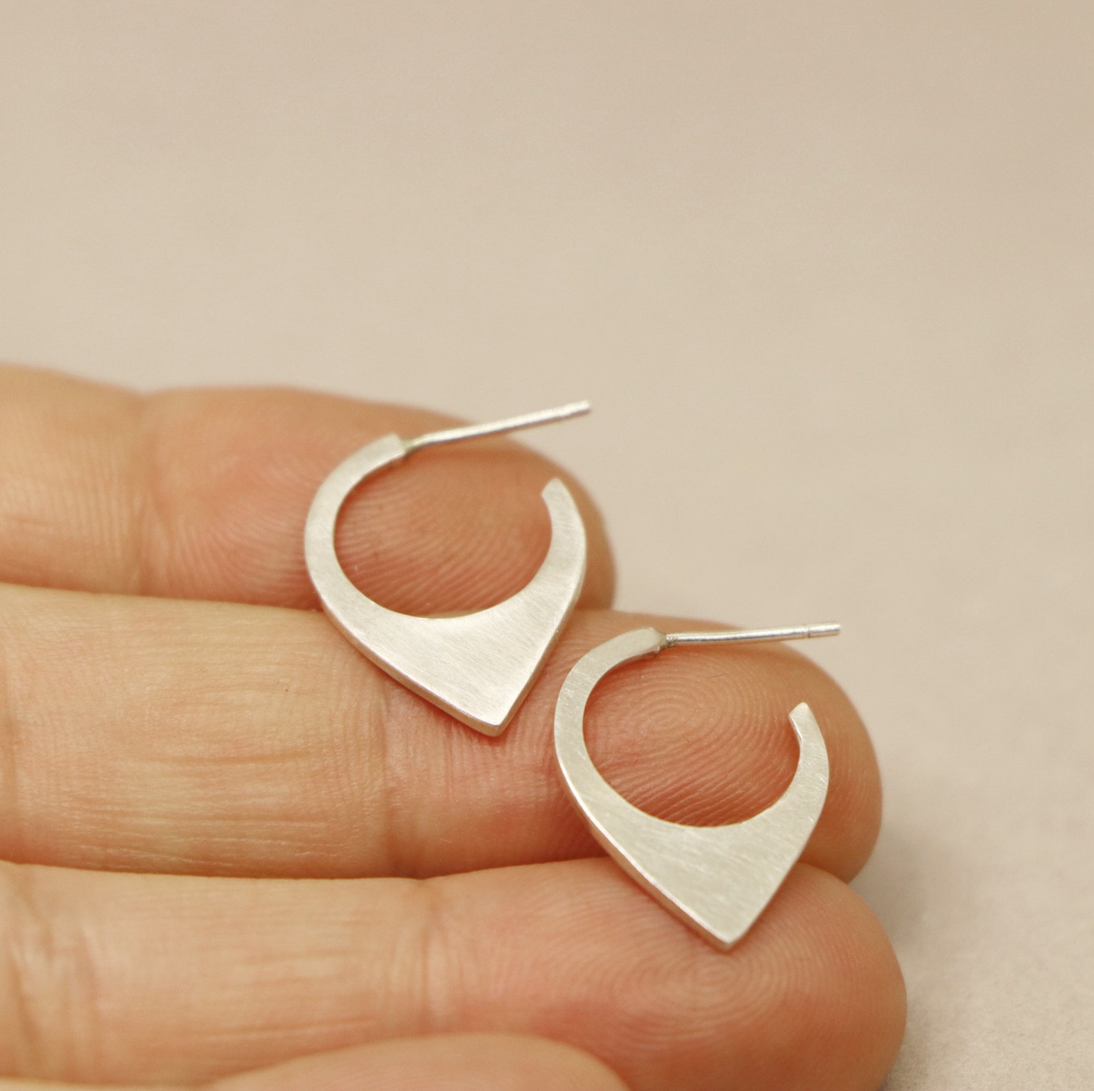 Small Hoops Sterling Silver Geometric Unisex Fin Hoops - Etsy