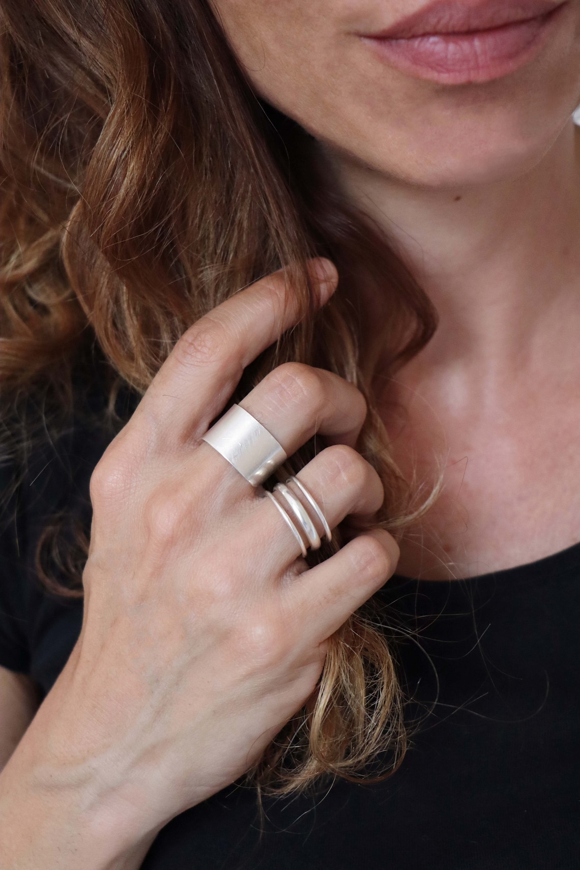 Triple Bar Open Ring Three Band Ring Intertwined Bands - Etsy