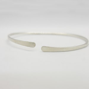 Sterling Silver Bangle, Open Adjustable Bracelet, 12 Gauge, 2 Mm, Boho ...
