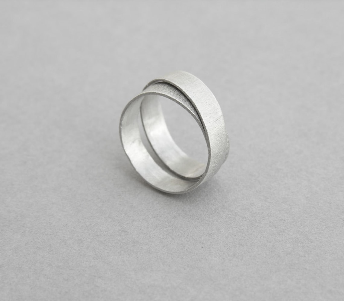 Double Band Ring Sterling Silver Wide Ring Minimalist | Etsy