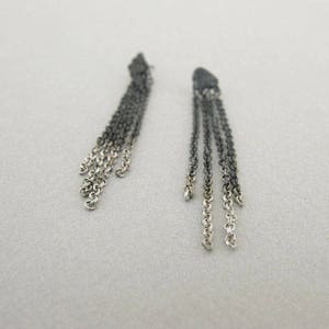 Chain Waterfall Earrings, Long Tassel Chain Earrings, Dangling Oxidised ...