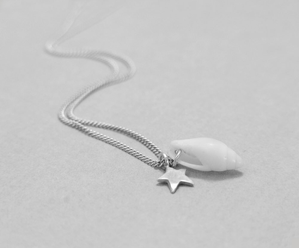 Seashell necklace sterling silver star necklace Spindle | Etsy