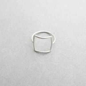 Open Square Ring Sterling Silver, Geometric Ring, Dainty Minimalist ...