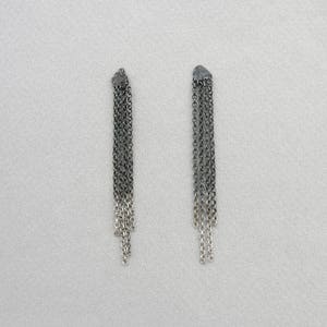 Chain Waterfall Earrings, Long Tassel Chain Earrings, Dangling Oxidised ...