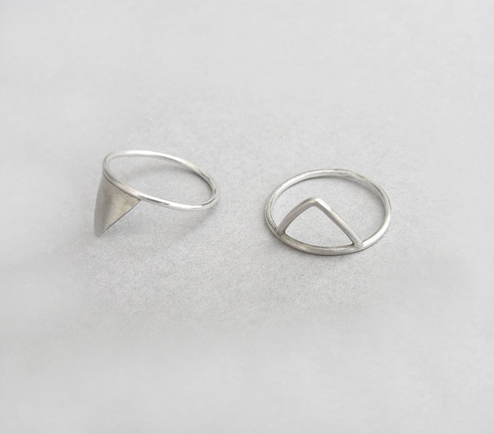 Triangle Ring Set Dainty Sterling Silver Spike Geometric - Etsy