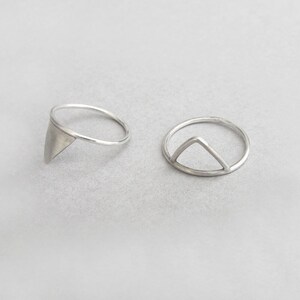 Triangle Ring Set, Dainty Sterling Silver Spike Geometric Stackable ...