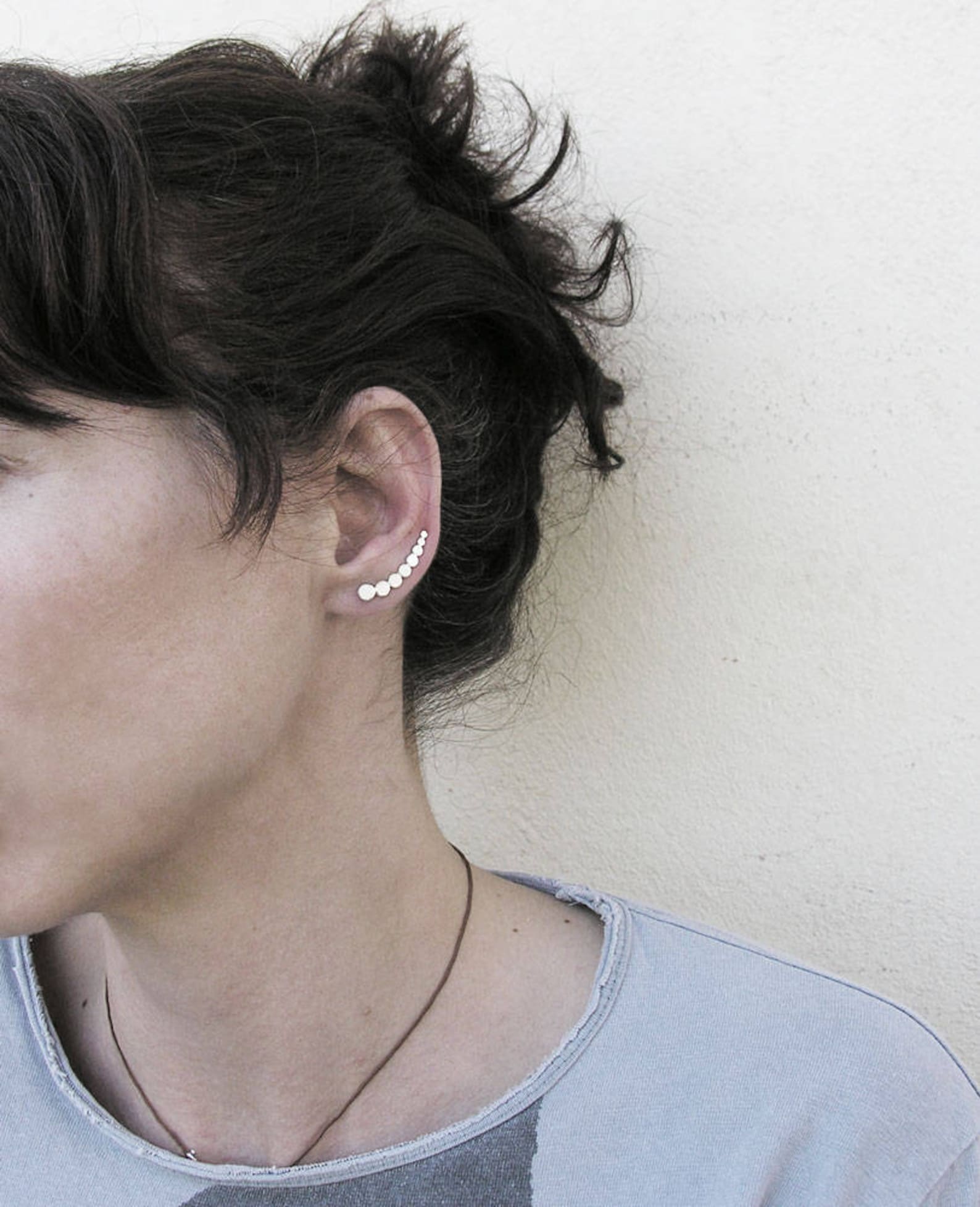 Dot ear climbers sterling silver earrings geometrical ear | Etsy