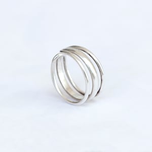 Triple Bar Open Ring, Three Band Ring, Intertwined Bands, Stacking ...