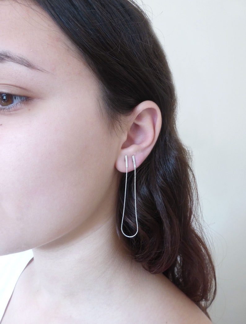 Chain Earrings Double Piercing Earring Sterling Silver - Etsy