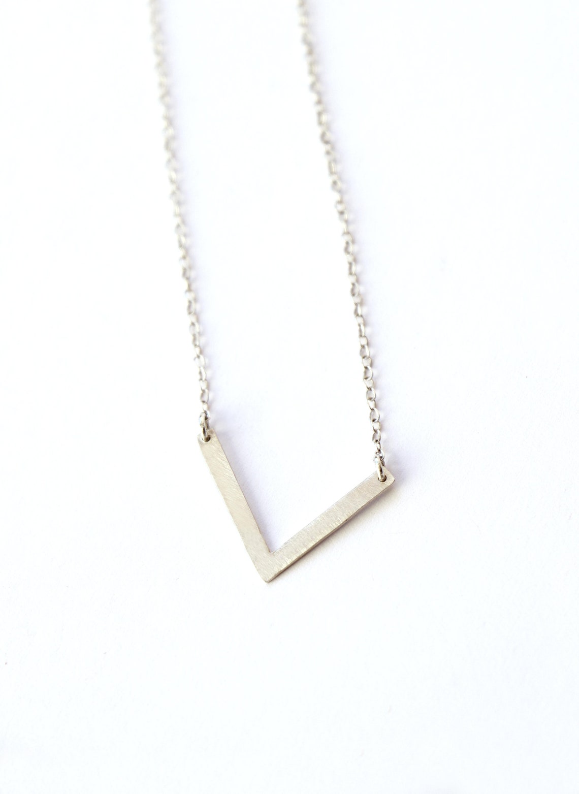 V Necklace 925 Dainty Chevron Geometrical Necklace Sterling - Etsy