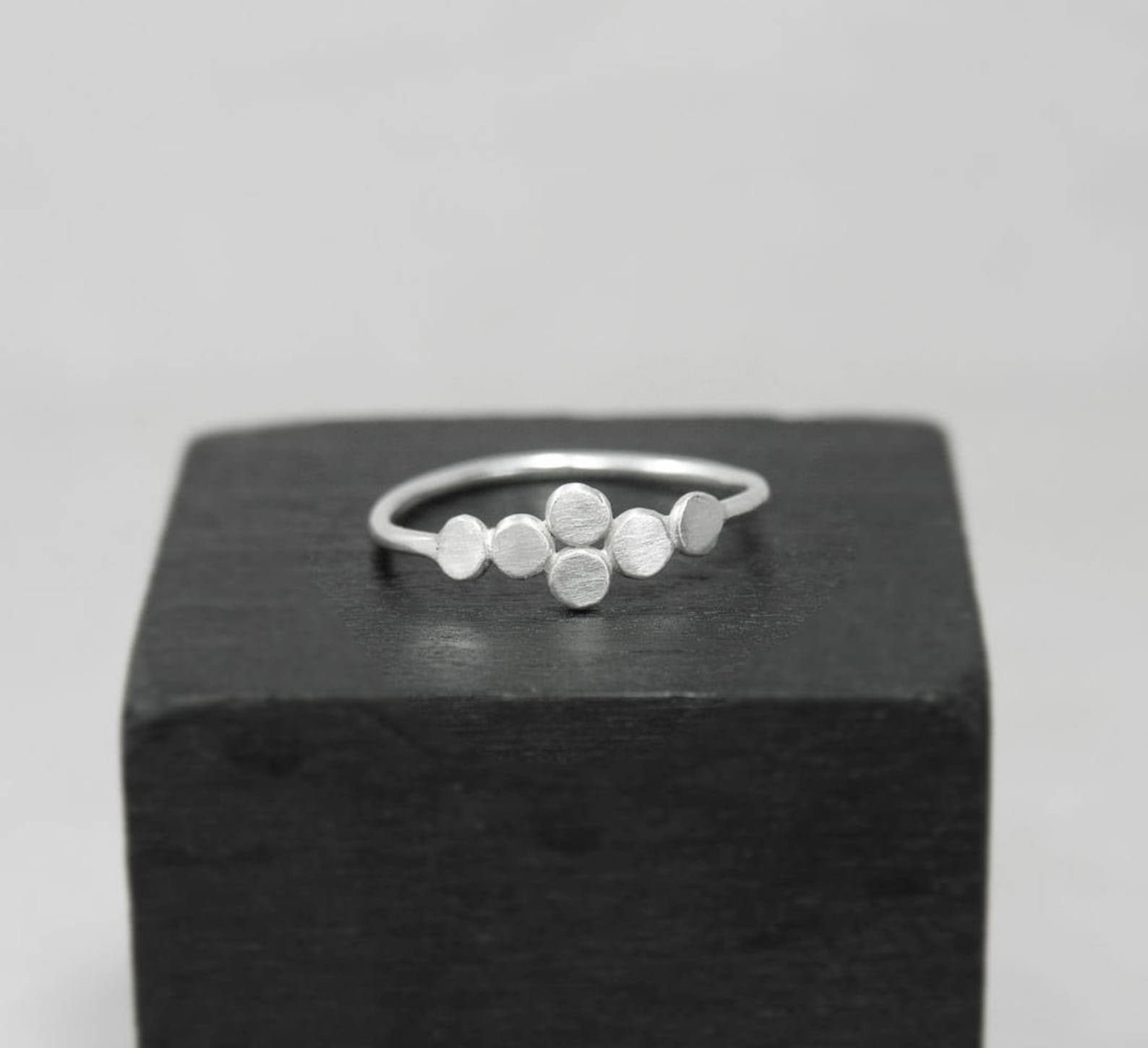 Dots Ring Disc Circles Ring Sterling Silver Stacking - Etsy
