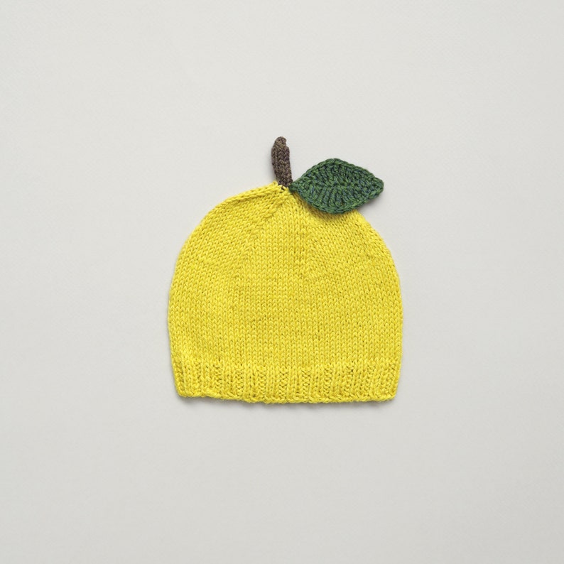 Lemon Baby Hat Cotton Merino Wool Knit Fruit Beanie Yellow Outfit Baby ...
