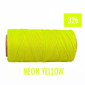 NEON YELLOW Macrame Thread - Waxed Polyester Cord - Waxed Cord ...