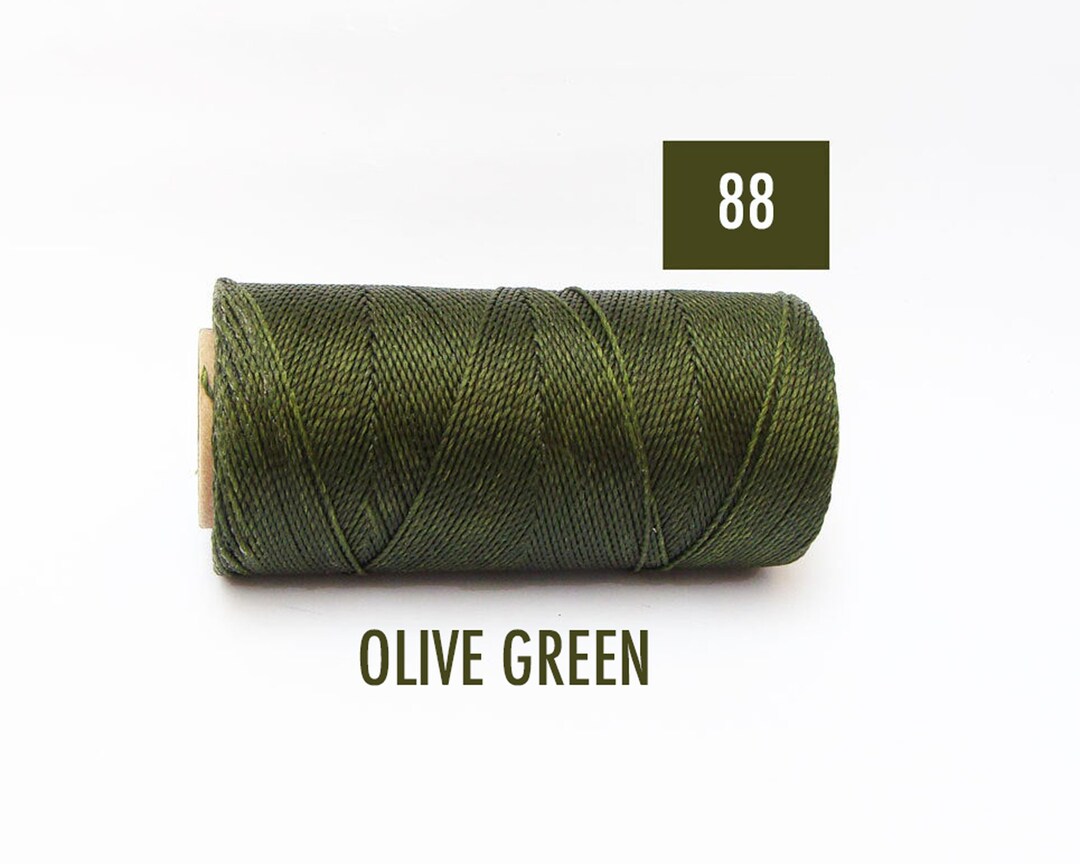 OLIVE GREEN Waxed Macrame Thread Linhasita #88 1mm Spool of 190 Yards ...